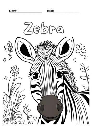 Printable Cute Zebra coloring sheet,Kids,illustration,Animal,coloring ...