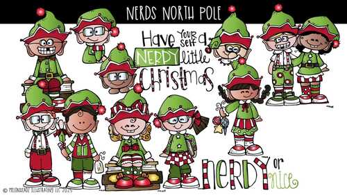 Nerds North Pole clip art, Christmas clip art, Elf clip art COMBO PACK