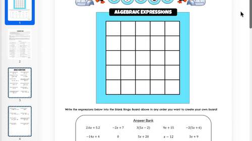 Simplifying Algebraic Expressions Fun Friday Math Activities Winter ...