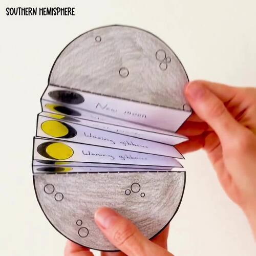 Southern Hemisphere phases of the moon foldable sequencing activity cut ...