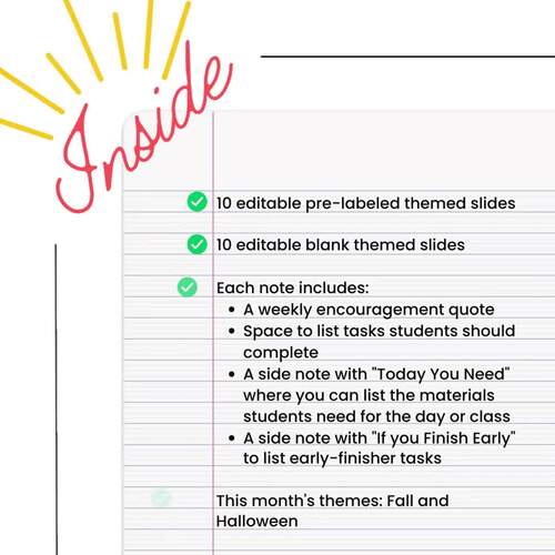 Halloween Google Slides Template - Digital Daily Agenda Slides for October