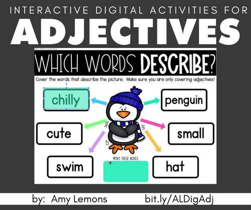 Digital Activities for ADJECTIVES {Seesaw, Google Slides, PowerPoint}