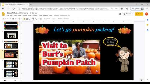 Virtual Field Trip to Pumpkin Patch| Pumpkin Life Cycle - 58 google slides
