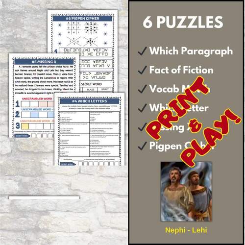 Nephi-Lehi Escape Room Printable, No Prep Youth Activity, Come Follow Me