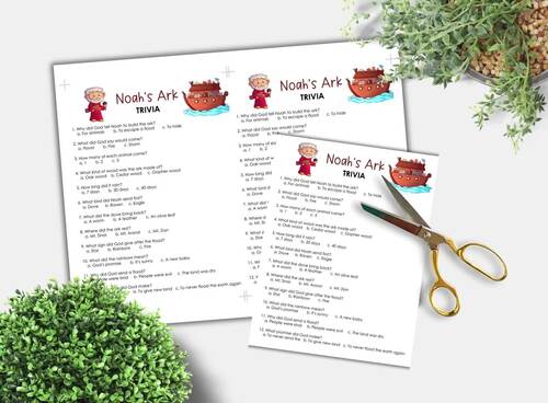 Noah's Ark Bible Story Trivia Questions, Sunday School Activity | TPT