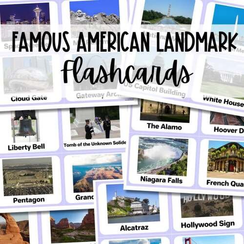 Famous American Landmarks Vocabulary Real Photo Flashcards for ESL and ...