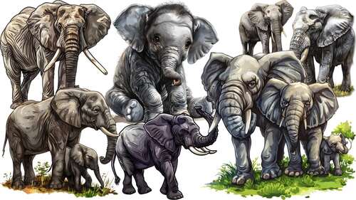 Watercolor Elephant Clipart Set of 20 Files by ArtisticTimberStudio