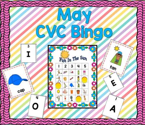 May Themed Bingo CVC Words 30 Cards by Pint Size Learners | TPT