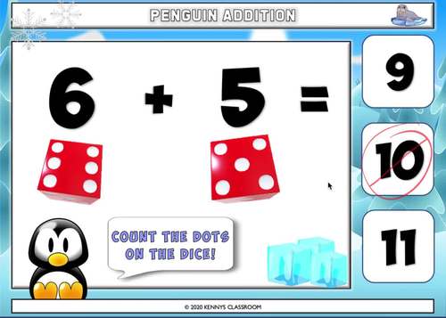 Boom Cards - Penguin - Addition Dice (Digital | Distance Learning)