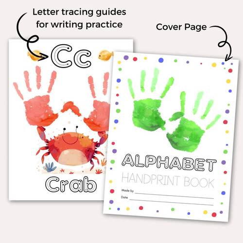 ABC A-Z Alphabet Handprint Craft Art, Animals Handprint Memory Book ...