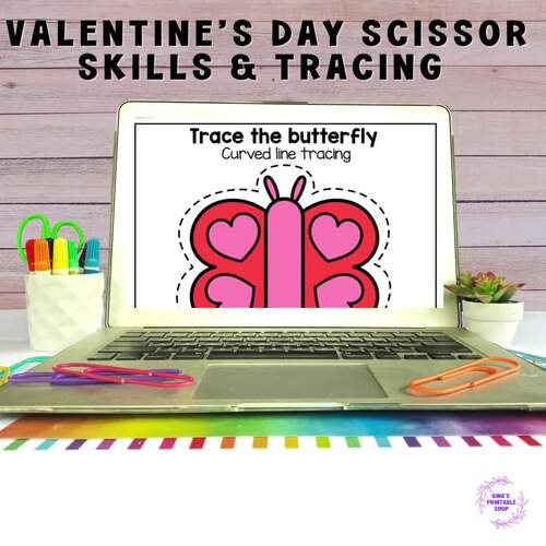 Valentine’s Day Scissor Skills & Tracing | Fine Motor Curved Cutting ...