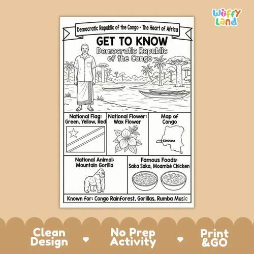 Democratic Republic of the Congo Country Study Geography Coloring Page ...