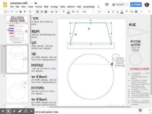 Snowman Reading Response / Text Evidence DIGITAL Winter Craftivity ...