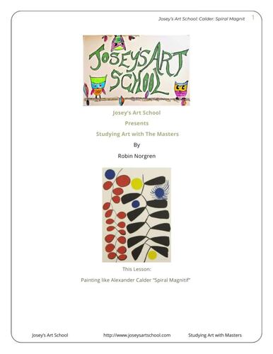 Calder Art Lesson Spiral Magnitif History Lesson and Project | TPT