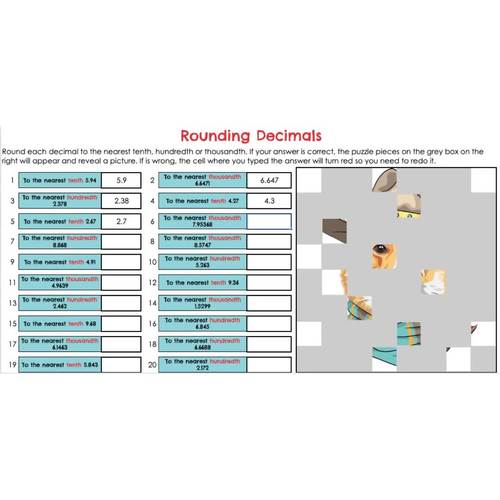 Rounding Decimals- Digital Self Grading Puzzle by Ms Pat Store | TPT
