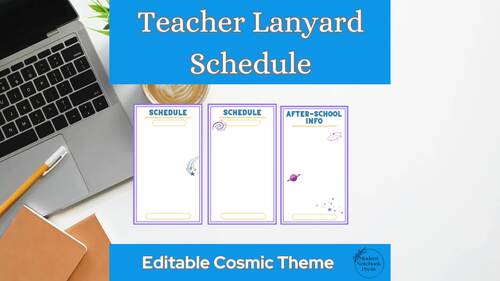 Editable Teacher or Staff Lanyard - Cosmic Theme by Modern Notebook Press