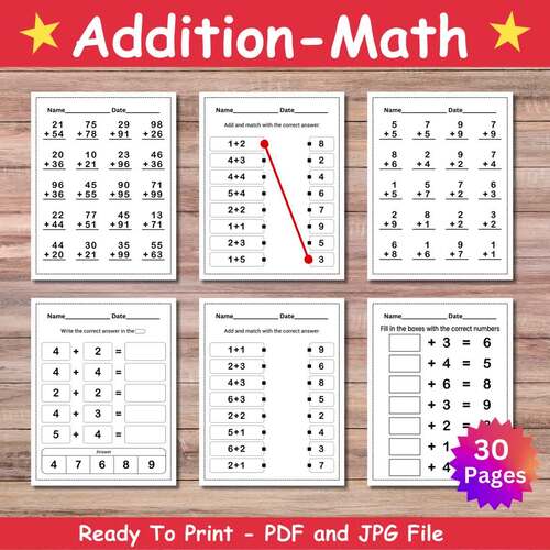 Addition Math sheets, Addition Math Fluency Practice, Printable Math Vol-7