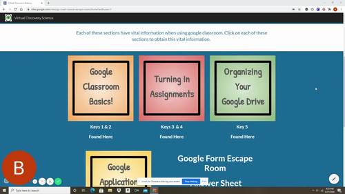 Google Classroom Crash Course Escape Room by Virtual Discovery Science