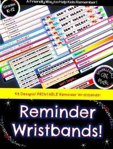 Wristband Reminder Notes! Help Elementary & Middle School Students To ...