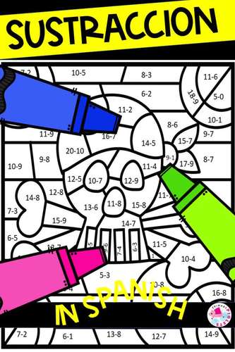 Spanish SUMMER Color by Number Code Subtraction Facts PIRATES Coloring ...