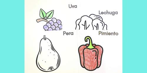 Frutas y Verduras Fruits and Vegetables Spanish Coloring Pages | TPT
