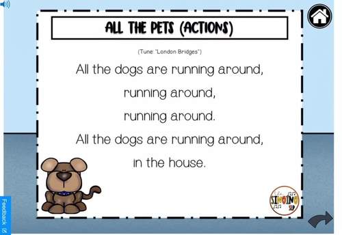 Pet Theme Interactive Song and Fingerplay for Verbs, Attributes, and ...