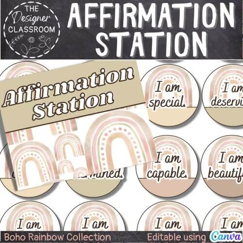 Affirmation Station | Boho Rainbow Classroom Decor by The Designer ...