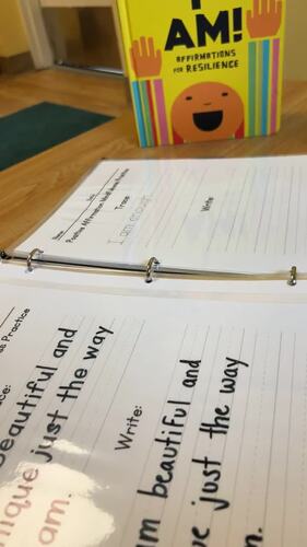 Calming Corner SEL Mindfulness Positive Affirmation Handwriting Practice