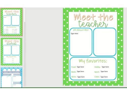 Editable Meet The Teacher and Meet The Student Templates by Easy Street ...