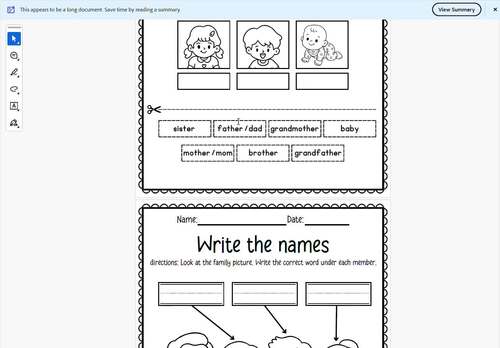 Family Members Worksheets Pack | Family Tree For K-2nd by Puppy & Pals ...