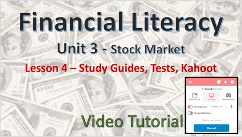 Financial Literacy Unit 3, Stock Market, Study Guides and Tests, Video ...