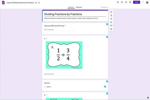 Dividing Fractions by Fractions Digital Task Cards | TpT