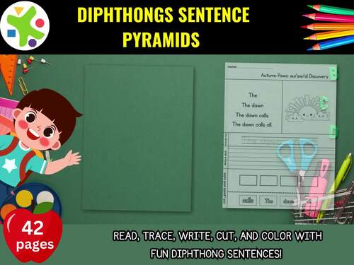 Diphthongs Sentence Pyramids | Decodable Fluency & Writing Activities