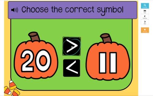 Comparing Numbers Greater Than Less Than Halloween Digital Task Boom ...