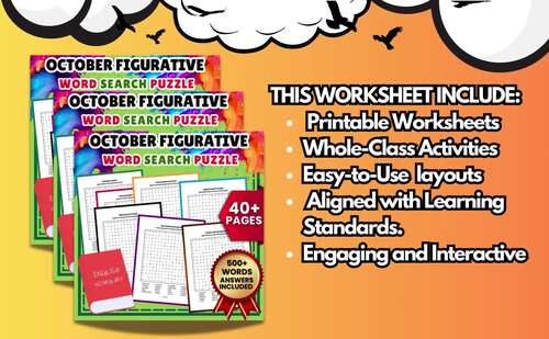 Fun October Figurative Word Search Worksheets Activity 4th,5th,6th,7th ...