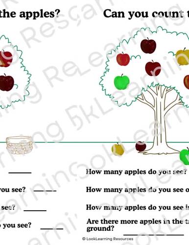 Fall Apple Picking Activity Sheets | Count, Sort, Match, Pattern Math ...