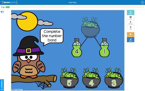 Kindergarten Halloween Math | Number Bonds Boom Cards™ 0-5 by Ever Joyful