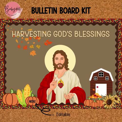 Fall & Thanksgiving Christian Bulletin Board Kit | Religious Classroom ...