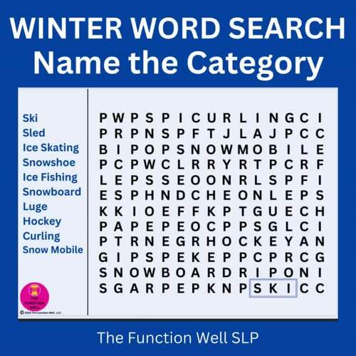Winter Word Search- Name the Category- Aphasia Activity, Adult Memory Game