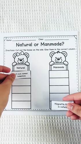 Magnets: Natural or Manmade? Cut and Paste Sorting Activity | TPT