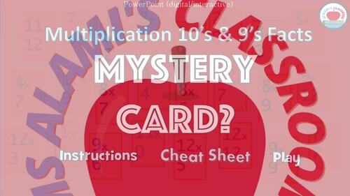 Math Game Multiplication 10’s and 9’s Mystery Facts Digital No PREP and ...