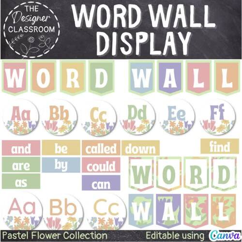 Editable Word Wall Display | Pastel Flower Classroom Decor | TPT
