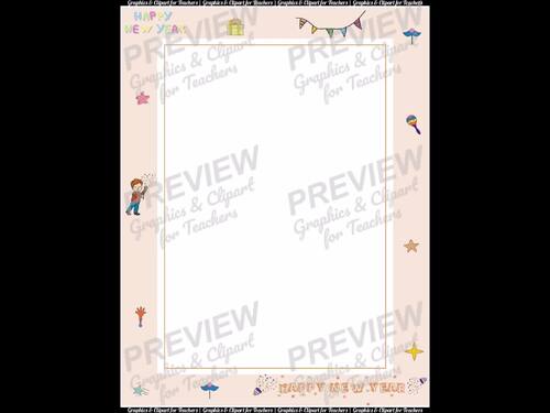 New Year Borders with Happy Kids and Objects {Clipart for Teachers}