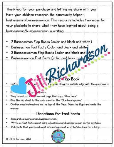 Community Helpers Career Day Activities 2nd Businessman Businesswoman ESL