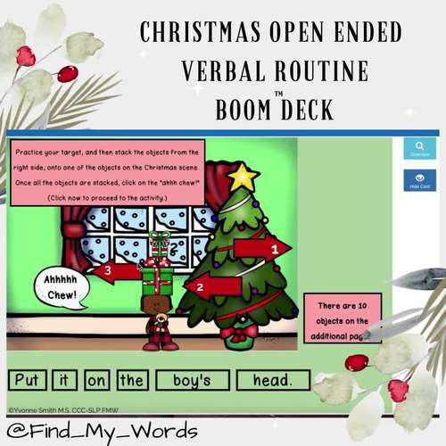 Christmas Open Ended Verbal Routine Speech and Language Boom Cards