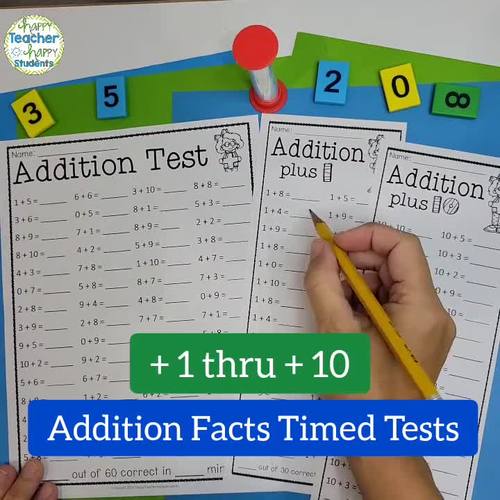Addition Facts Timed Tests +1 - +10 | Addition Timed Tests | Addition ...