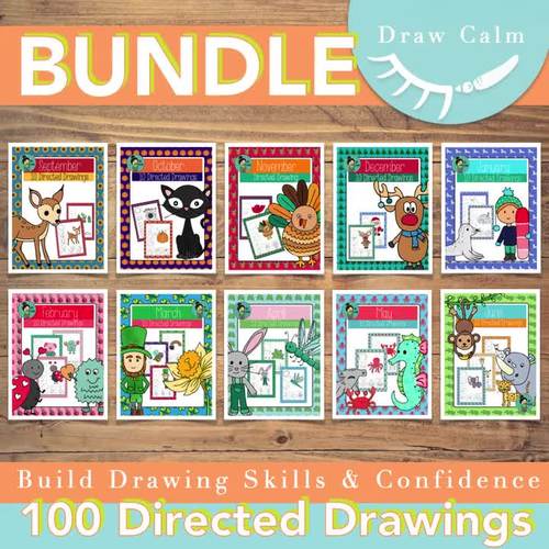 Directed Drawings - 100 Directed Draw for Kids by Draw Calm | TPT