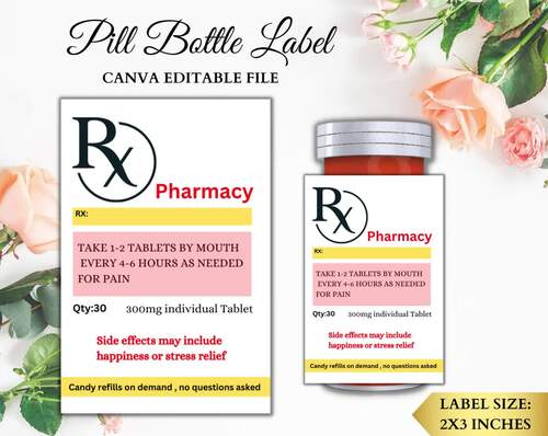 Pill Bottle Label jpg png svg | Nurse Party Favors | Pill Labels | RX ...