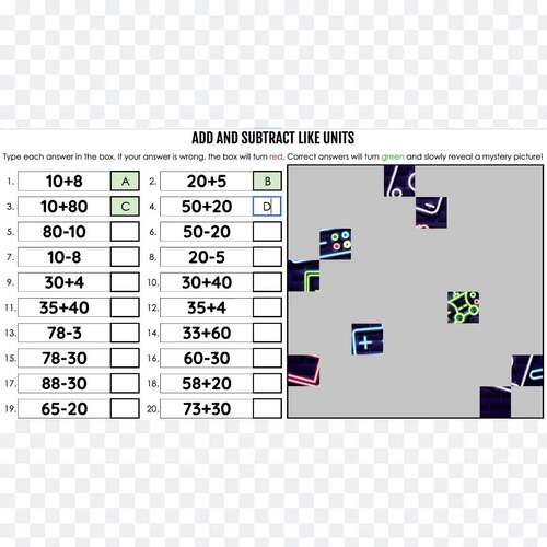 Adding and Subtracting Digital Resource | Adding within 100 l Pixel Art