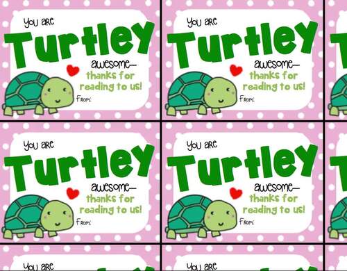 Turtle-Themed Guest Reader Appreciation Gift Tag- You are Turtley ...